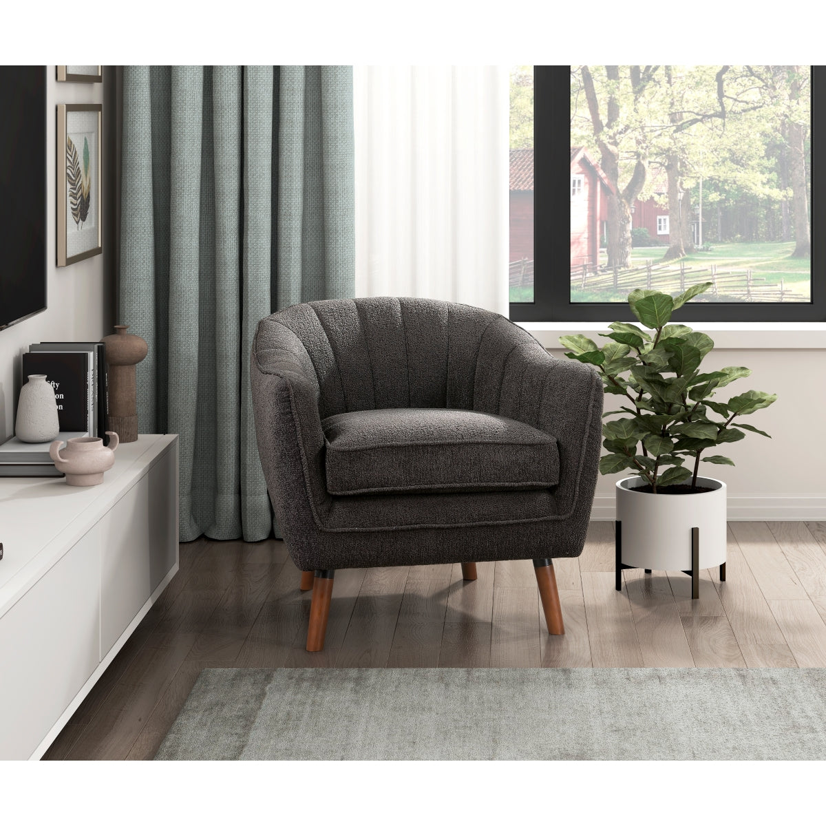 Cutler Accent Chair - Charcoal | Kudratt Furniture and Mattress